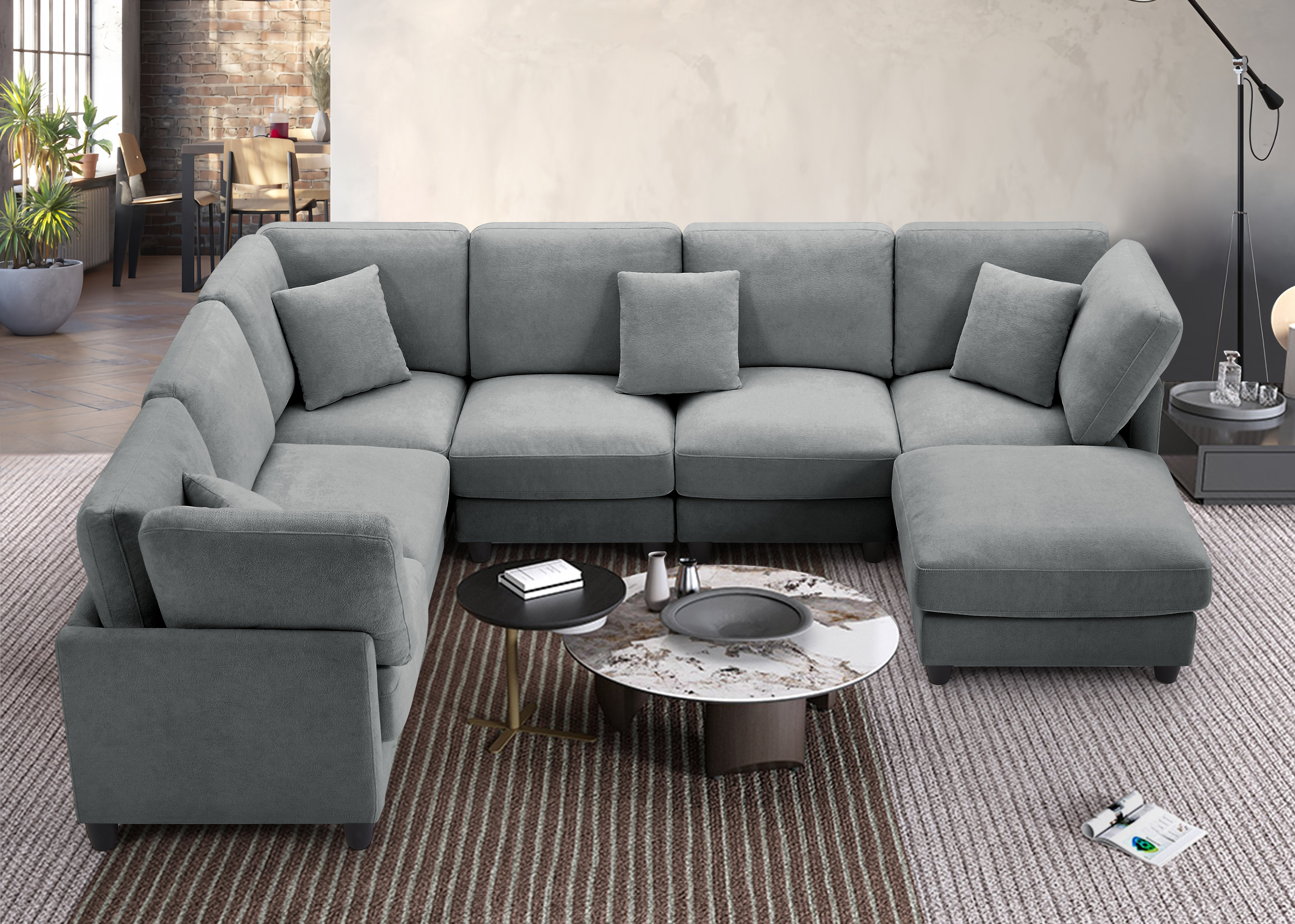Latitude Run® Warenne 7 - Piece Upholstered Sectional & Reviews | Wayfair