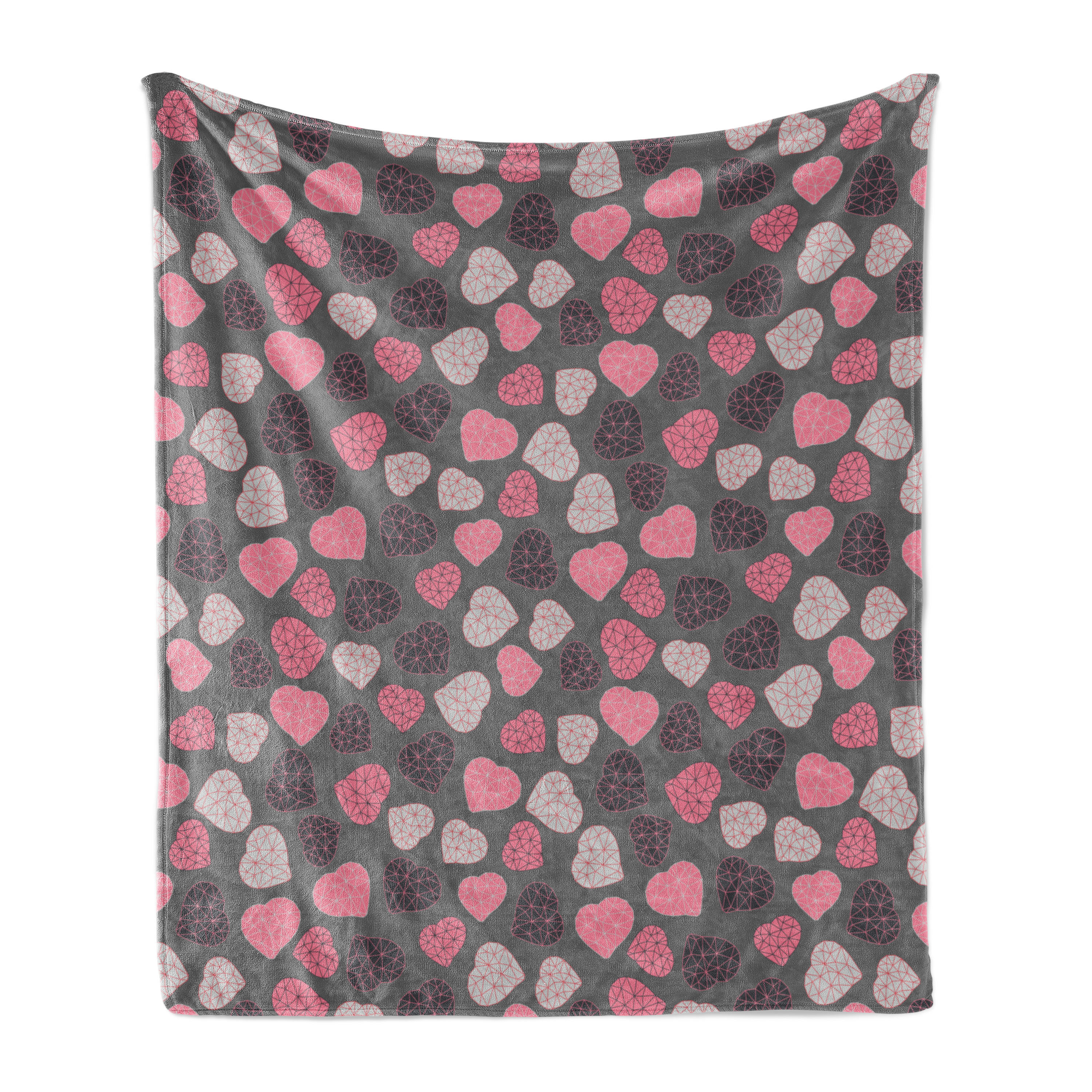 Ambesonne Romantic Fleece Throw Blanket Valentines Low-Poly Hearts ...