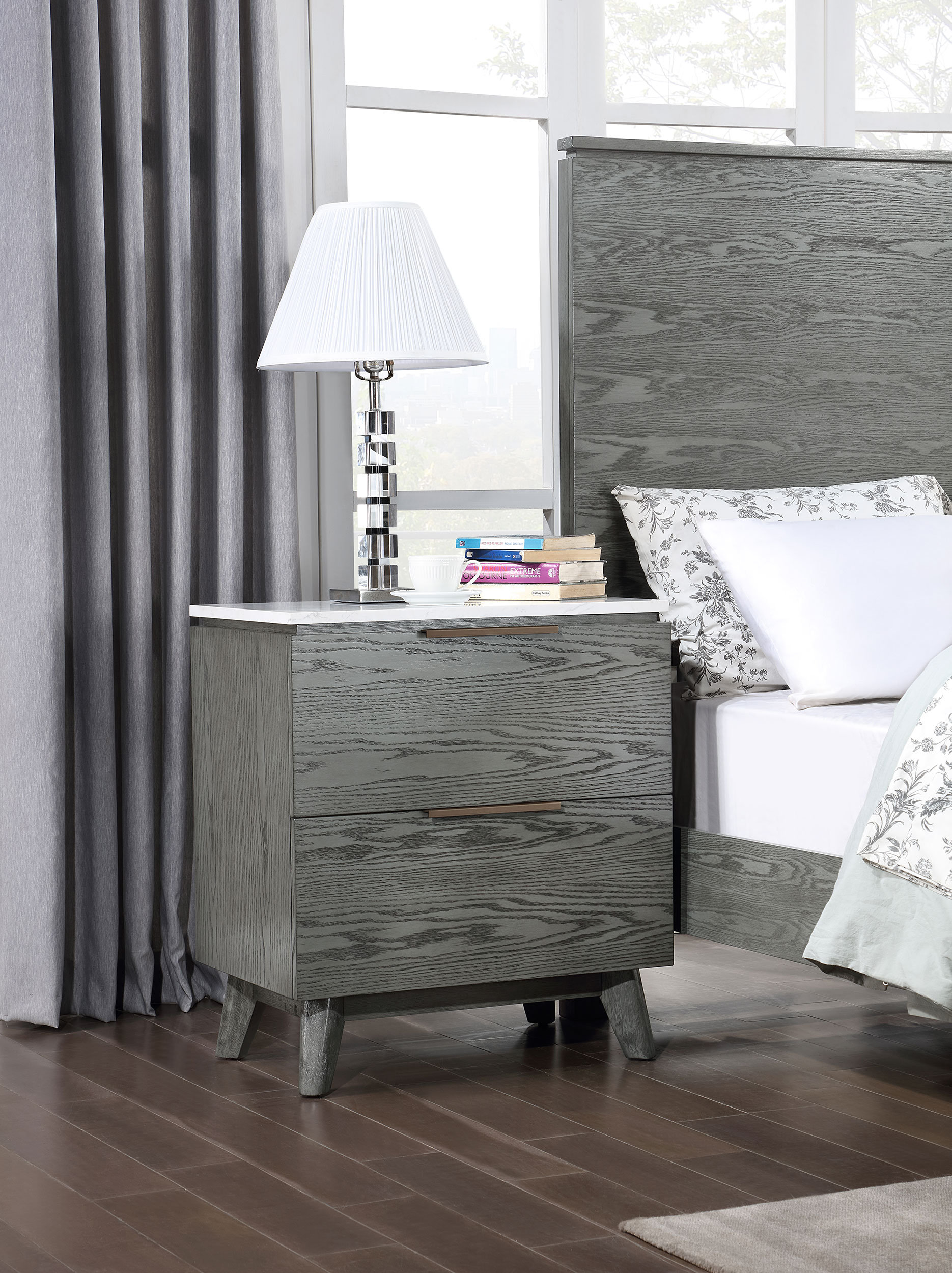 Lark Manor™ Nathan 2-drawer Nightstand Grey | Wayfair