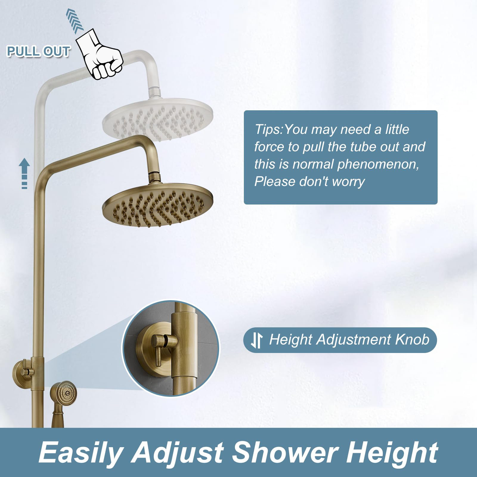 FODORL Premium 8-Inch Wall-Mounted Shower System with Rainfall ...