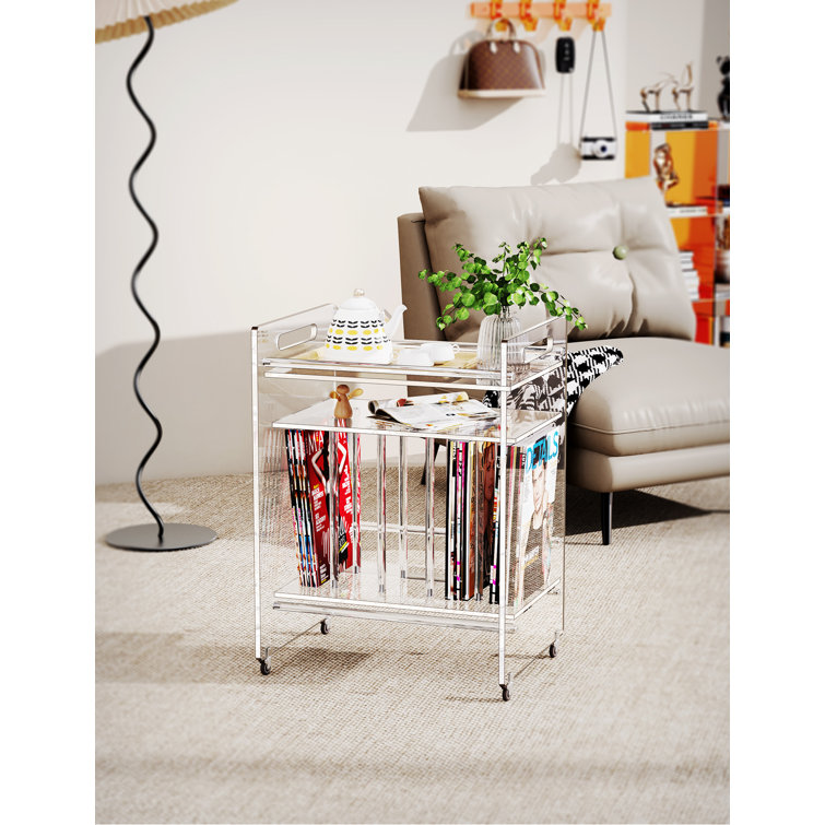 Wrought Studio Acrylic Record Player Table With Wheels, Clear | Wayfair