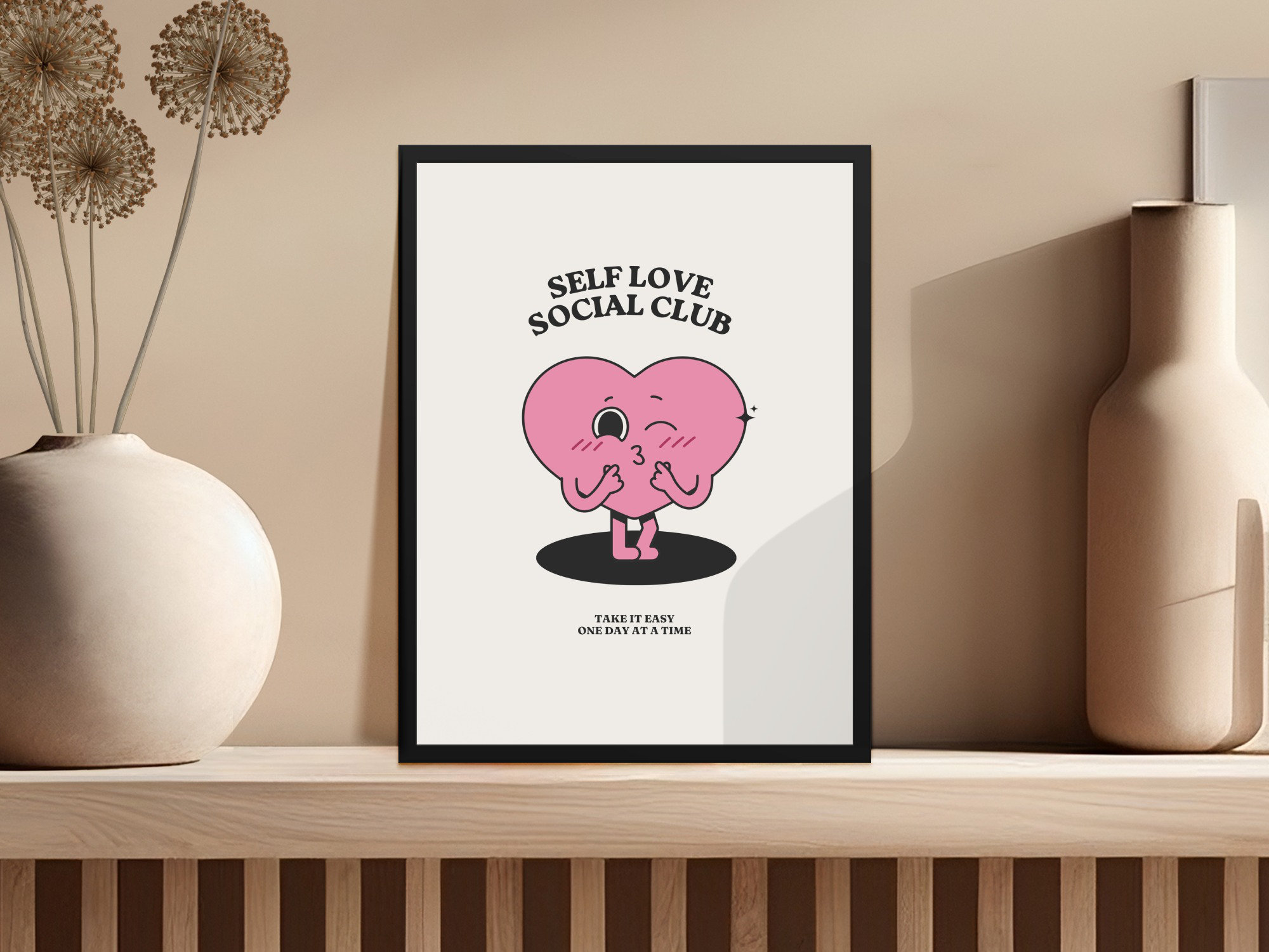 Brayden Studio Self Love Social Club Positive Message Image Framed ...