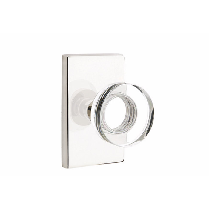 Emtek Privacy Knobset w/ Modern Rectangular Rosette & Modern Disc Glass ...