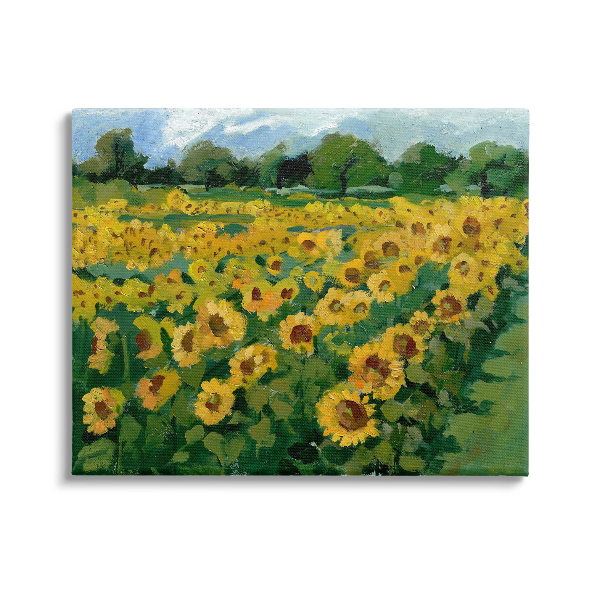 August Grove® Sunflower Farm Painting On Canvas by Bley Hack Print ...
