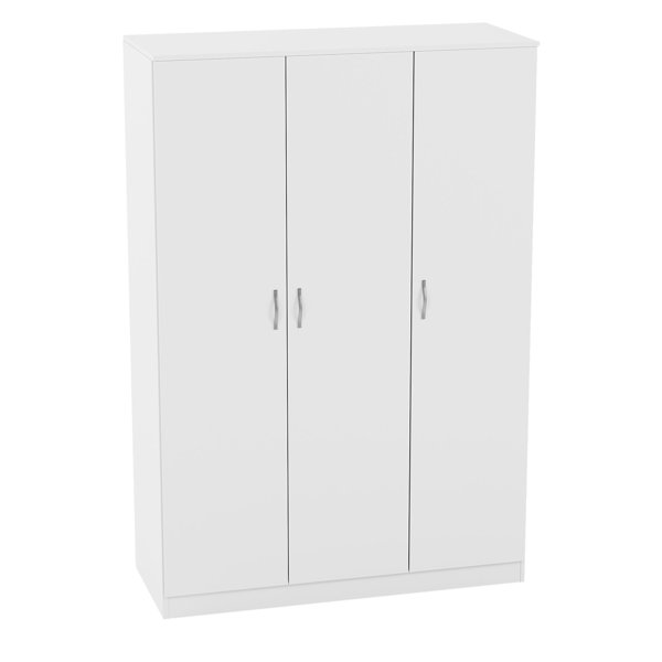 17 Stories Maybery 3 Door Wardrobe, With Shelf & Hanging Rail Bedroom ...