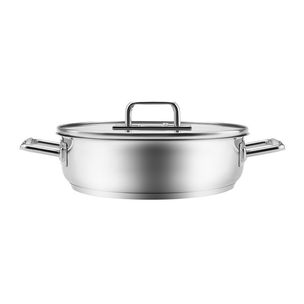 Karaca Grace Stainless Steel Induction Shallow Casserole with Lid, 26cm ...