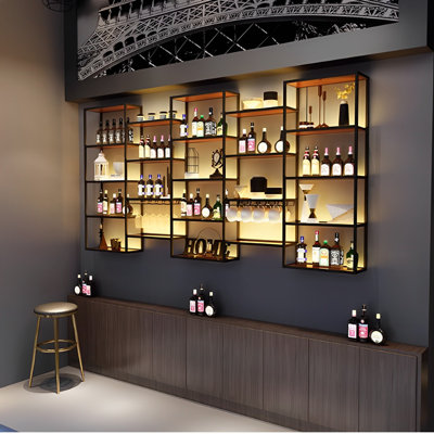 L Wall-hanging Wine Rhythm Multi-tier Iron Wall Mounted Wine Rack | Wayfair