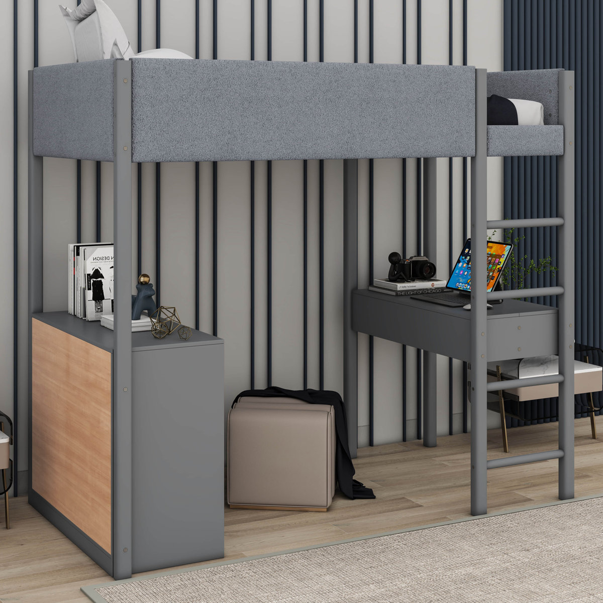 Harriet Bee Janace 4 Drawer Loft Bed with Bookcase by Harriet Bee | Wayfair