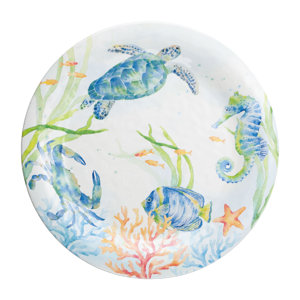 Beachcrest Home™ Sea Life 18 Piece Melamine Dinnerware Set Plate and ...