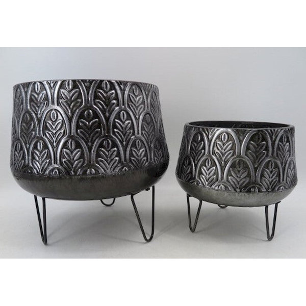 Red Barrel Studio® 2-Piece Metal Cachepot Set | Wayfair