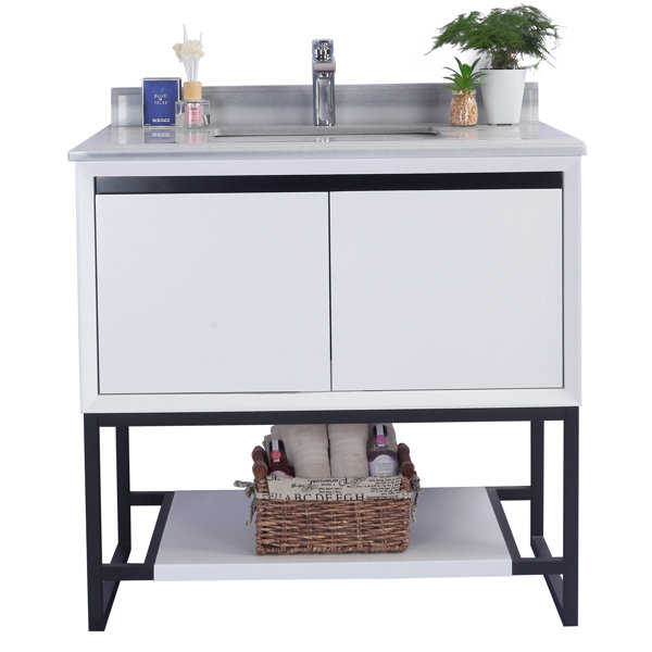 Brayden Studio® Riey 36" Dual Mounted Single Bathroom Vanity Set | Wayfair