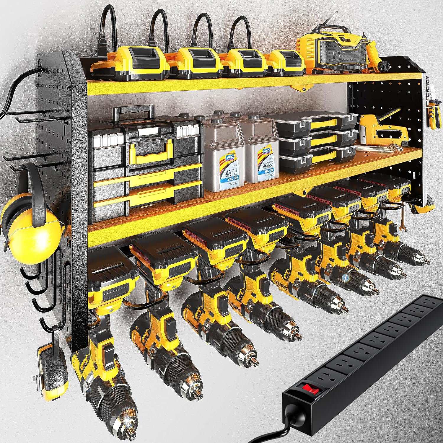 17 Stories Wall-Mounted Power Tool Organizer Rack With 8 Drill Holders ...