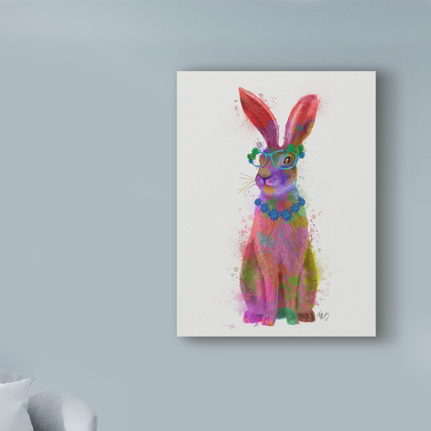 Ebern Designs 'Rainbow Splash Rabbit 2, Full' Graphic Art Print on ...
