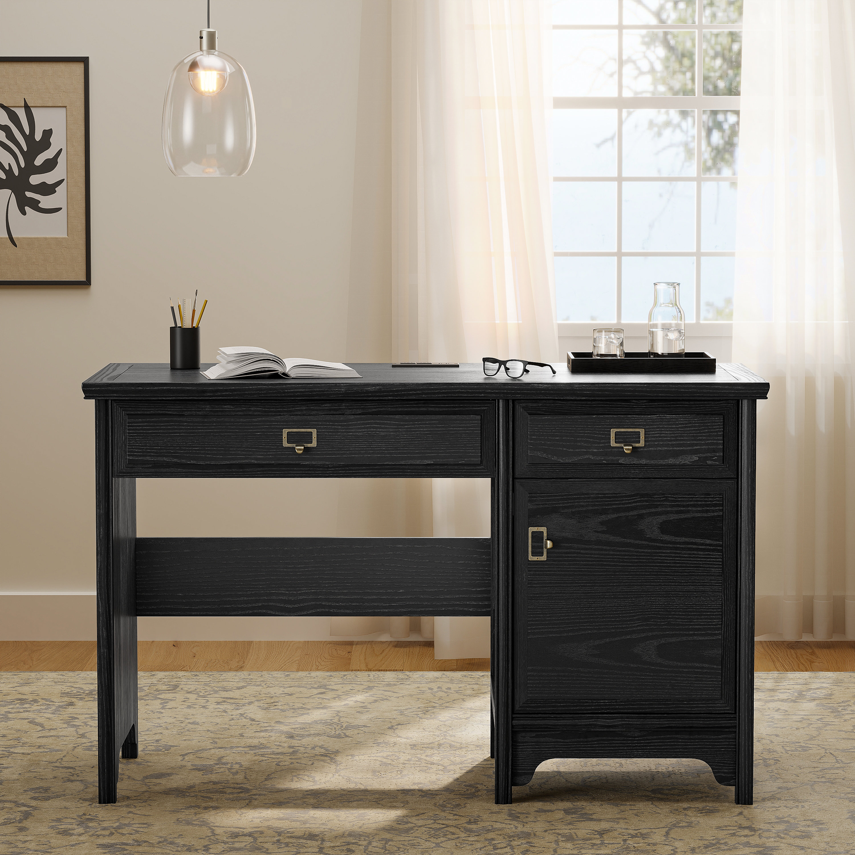 Lark Manor 47" Modern Painted Computer Desk With Storage & Charging ...