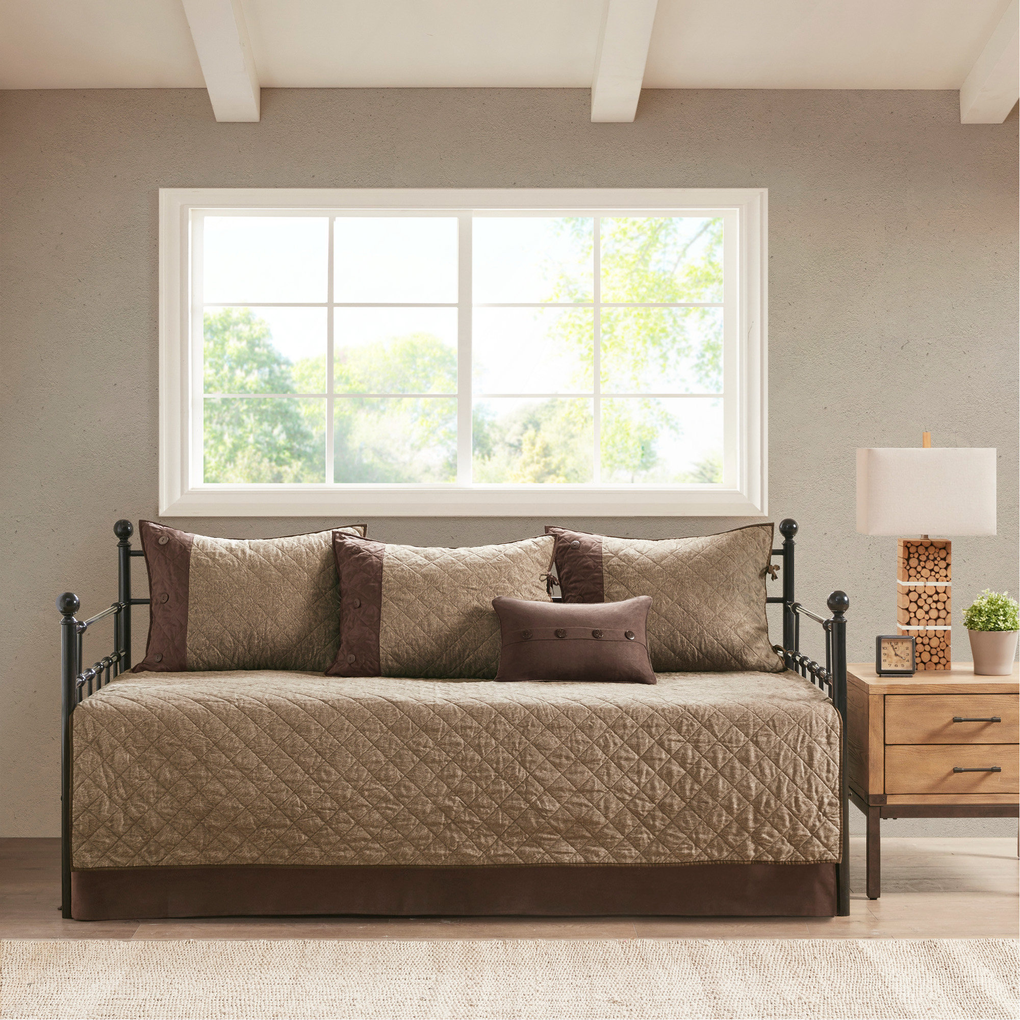 Tingkunke Reversible Daybed Cover Set With Faux Suede And Cotton Fill ...