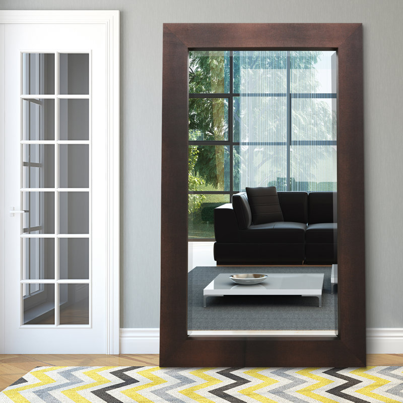 Empire Art Direct Rectangle Leather Floor Mirror & Reviews | Wayfair