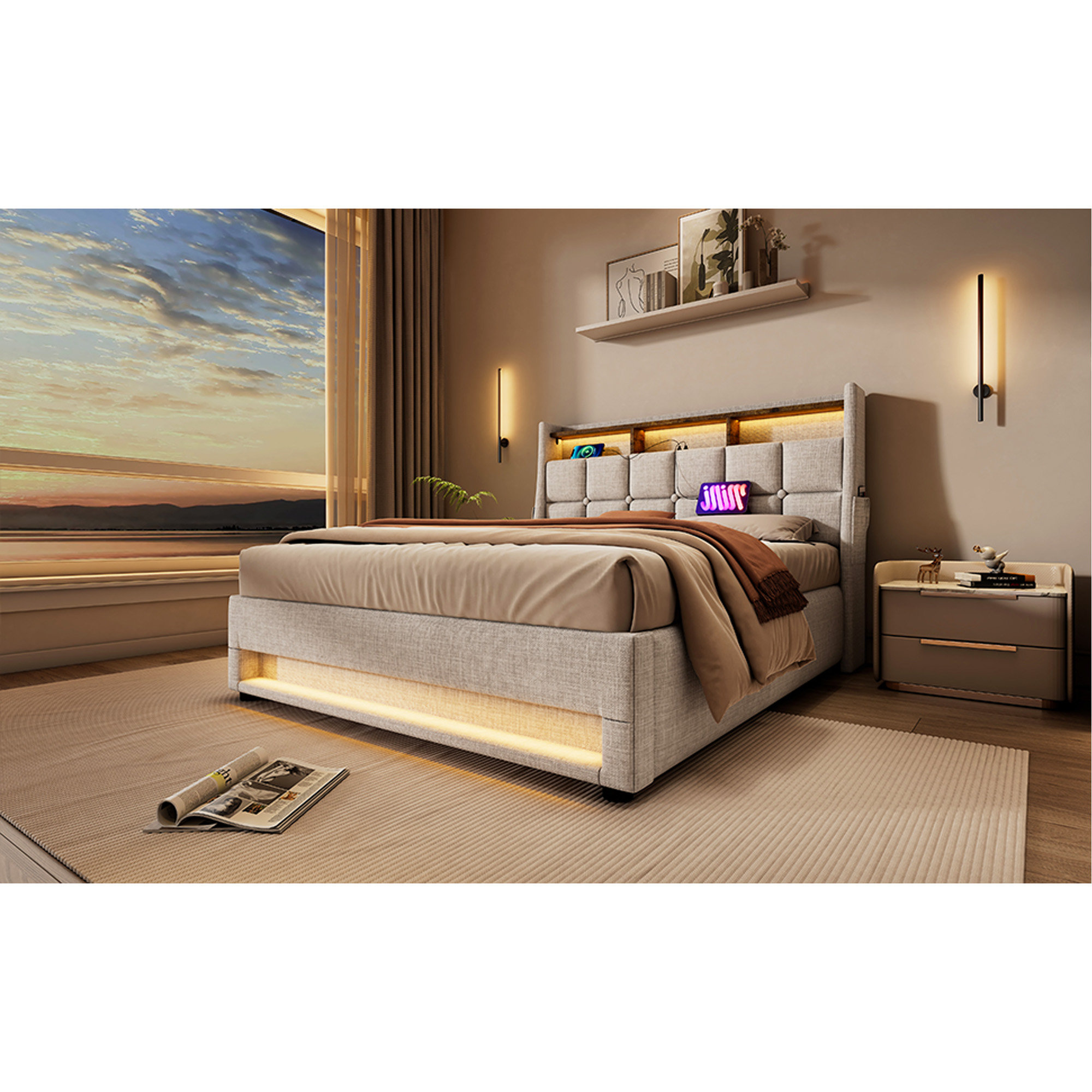 Brayden Studio® Luxurious Upholstered Platform Bed With Advanced Hydraulic Storage System For ...