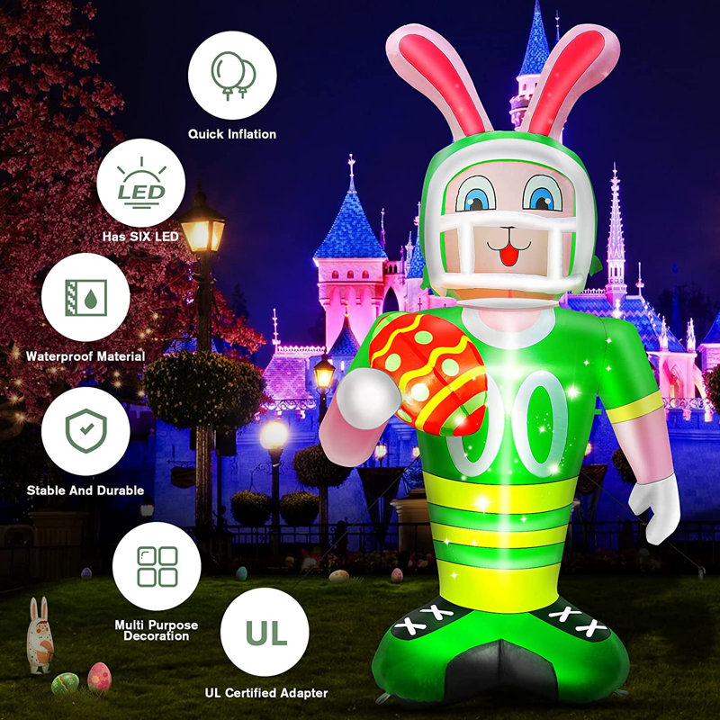 The Holiday Aisle® Rugby Rabbit Inflatable | Wayfair