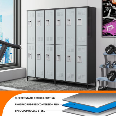 Steelcube 35.5 Inch Wide Metal Large Employee Locker with 6 ...