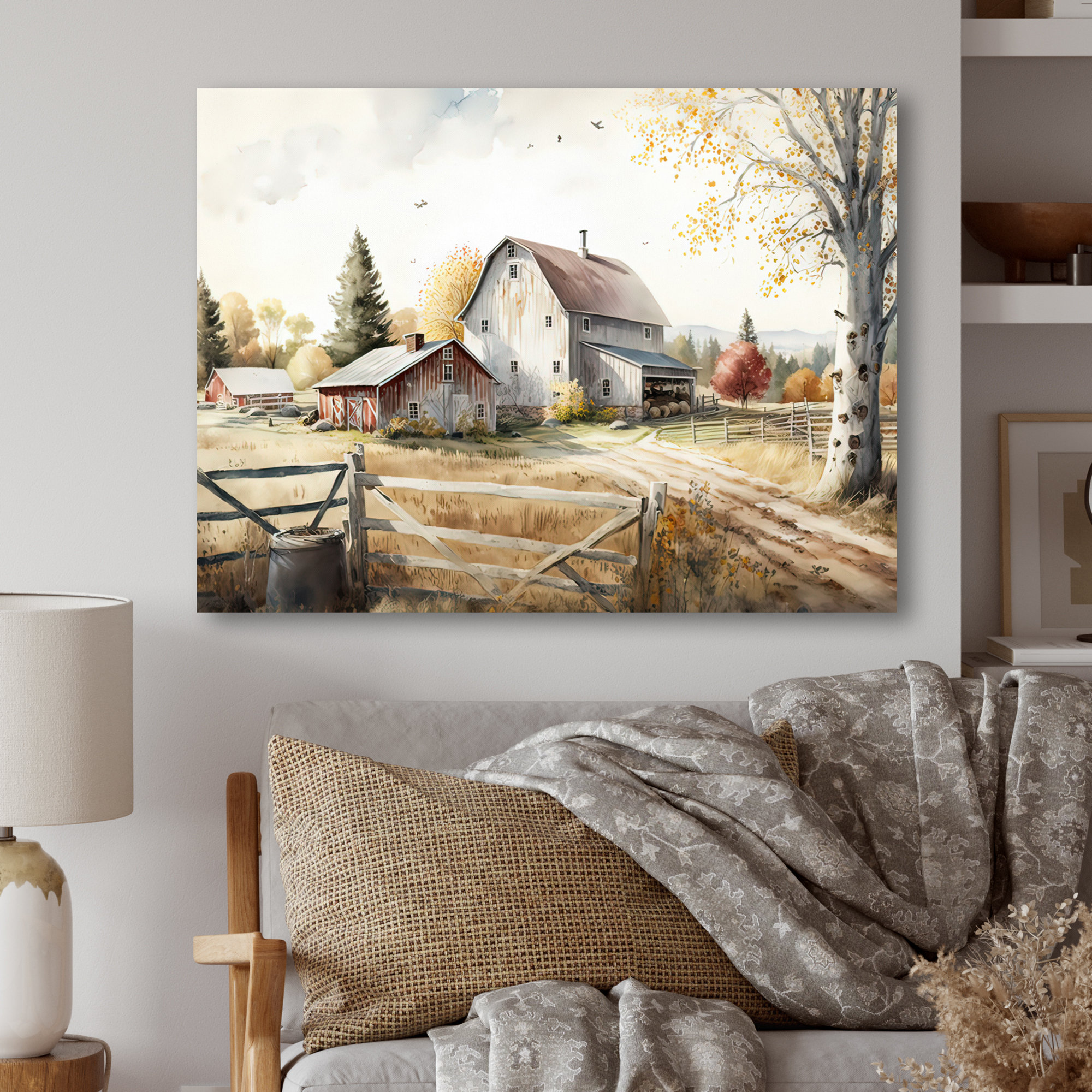 August Grove Beautiful Barn In Spring II - Farmhouse / Country Canvas ...
