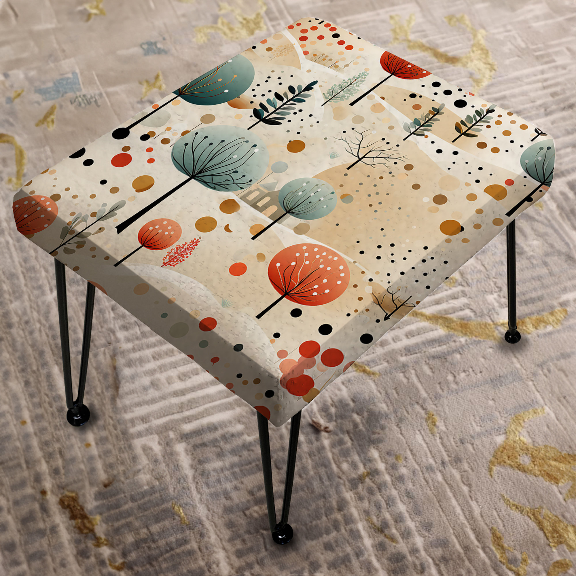 Design Art Grey And Coral Polka Dot Retro Landscape - Polka Dots ...