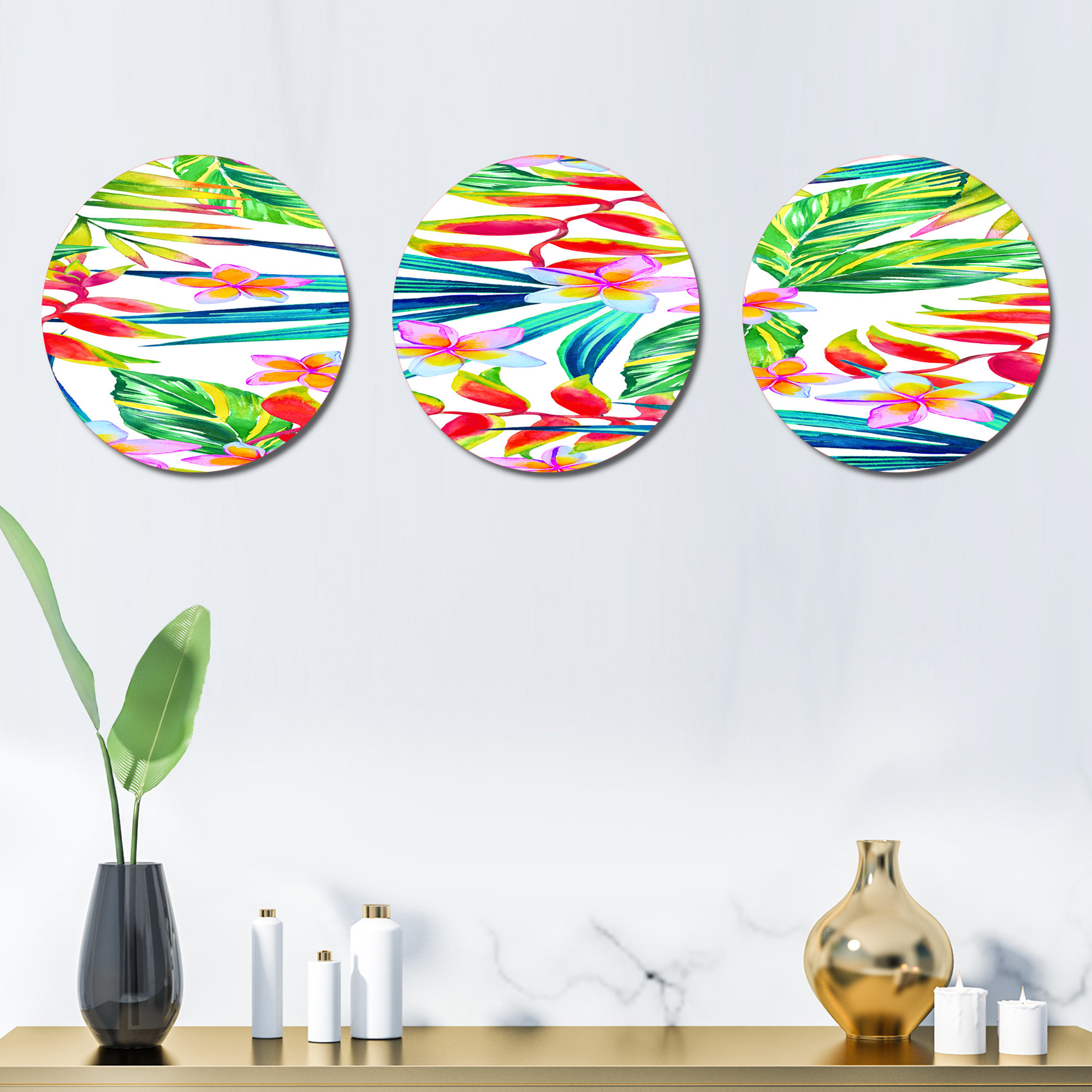 East Urban Home Viviv Blossoming Tropical Jungle Flowers - 3 Piece ...