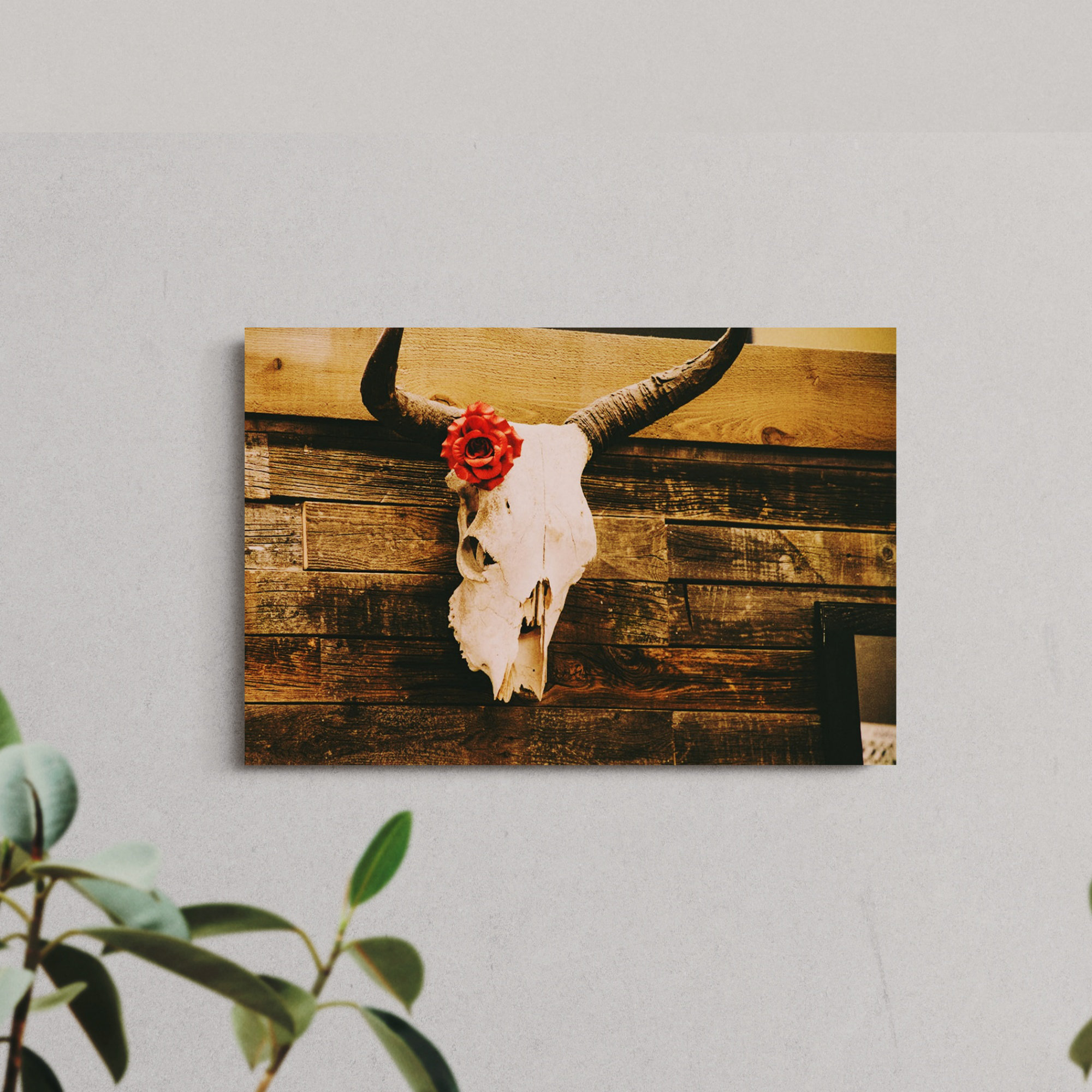 Loon Peak® Rustic Cow Skull with Flower for Western Decor | Wayfair