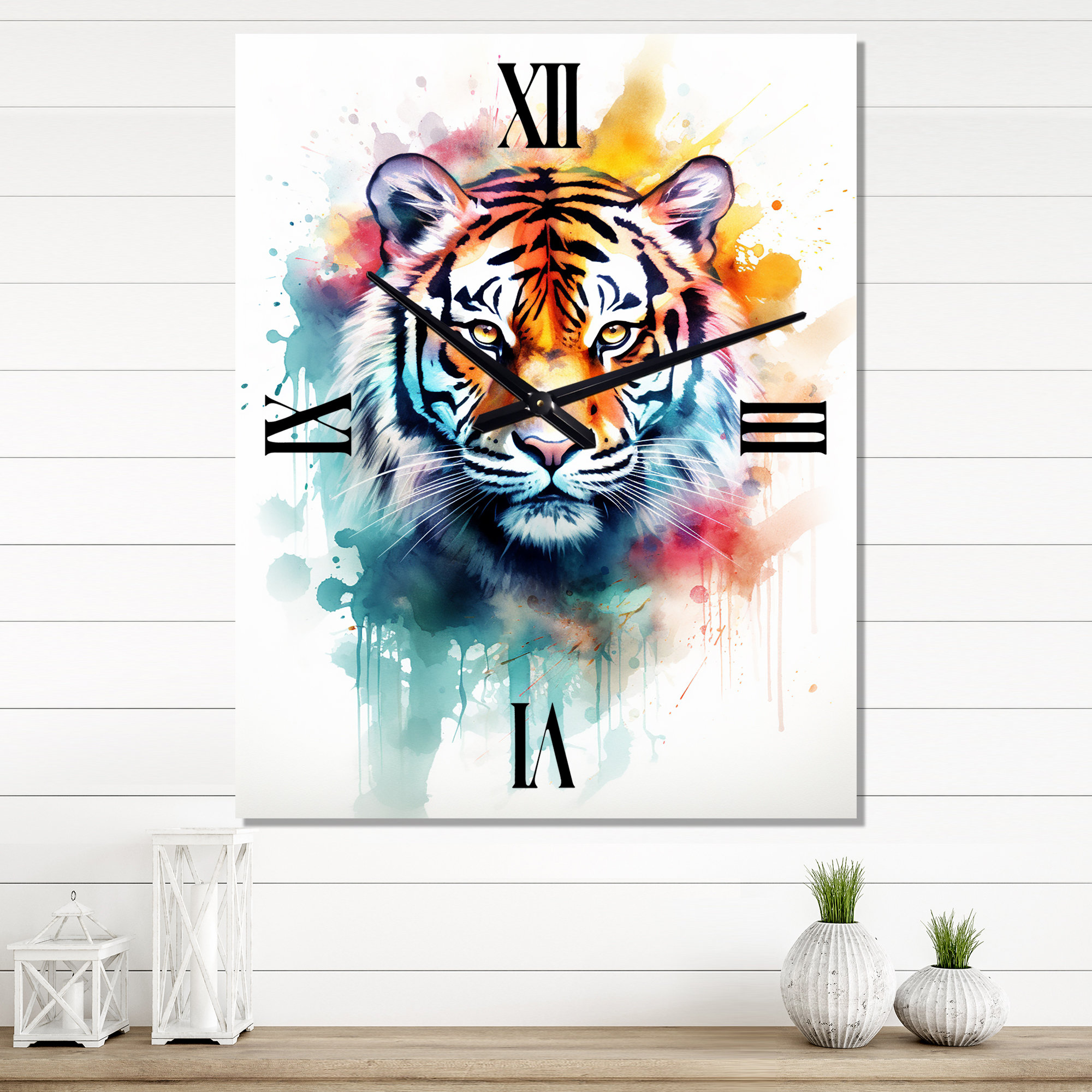 Design Art Portrait Of Tiger Watercolor - Animals Tiger Modern Wall ...