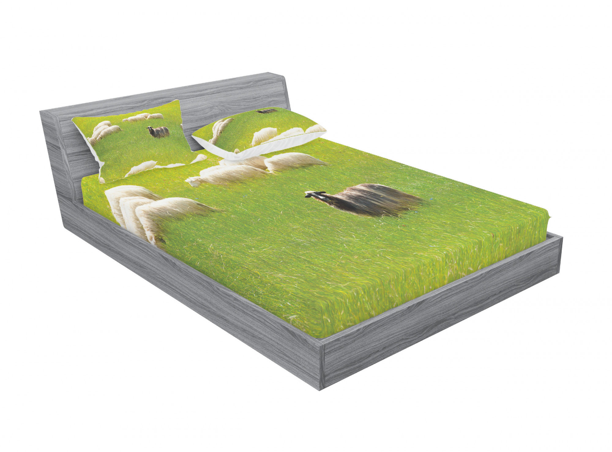 Ambesonne Sheep Between Goatson Grass Animal Print Sheet set | Wayfair