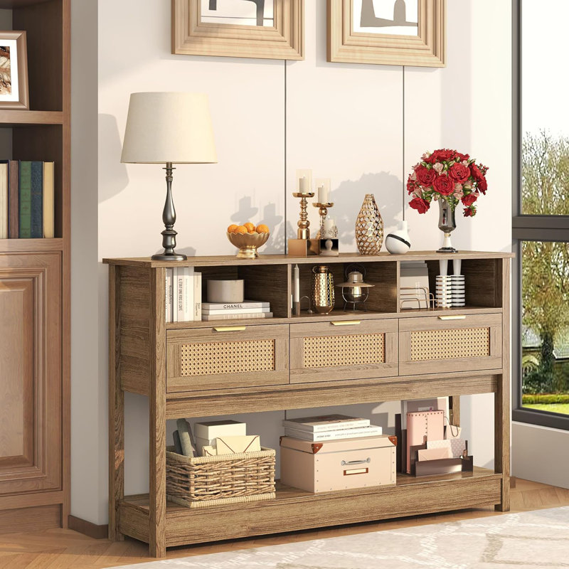 Bay Isle Home™ Wood Console Tables Open Storage Shelf For Living Room ...