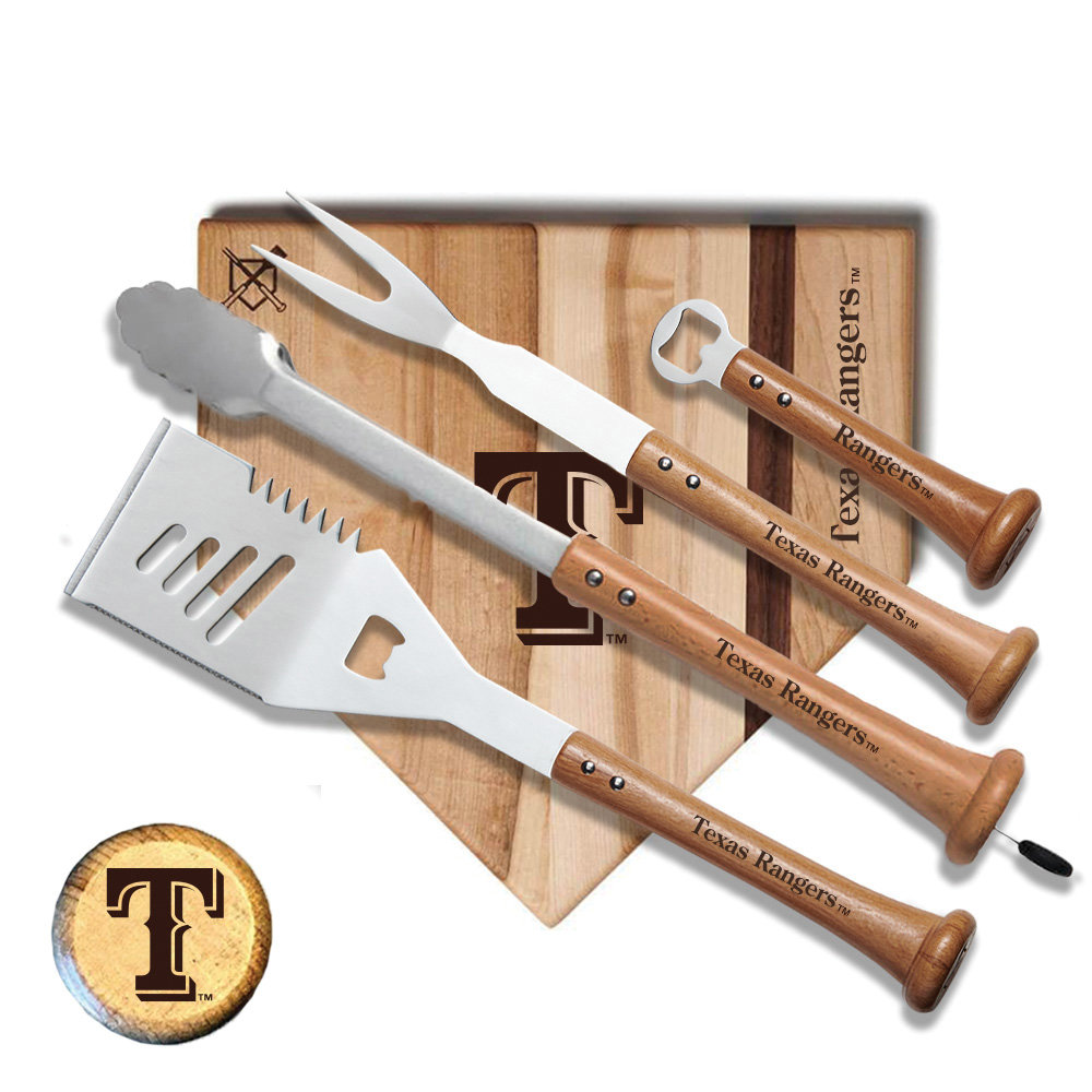 Baseball BBQ Grand Slam Combo Texas Rangers 1 5-Piece Grilling Tool Set ...