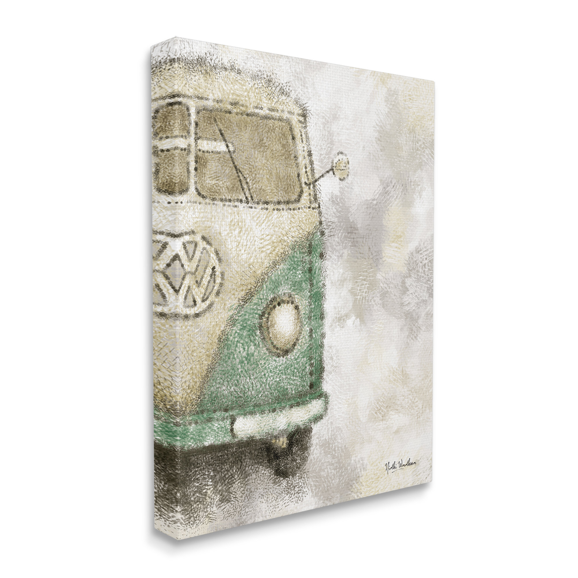 Williston Forge Abstract Vintage Minibus Framed Floater Canvas Wall Art ...