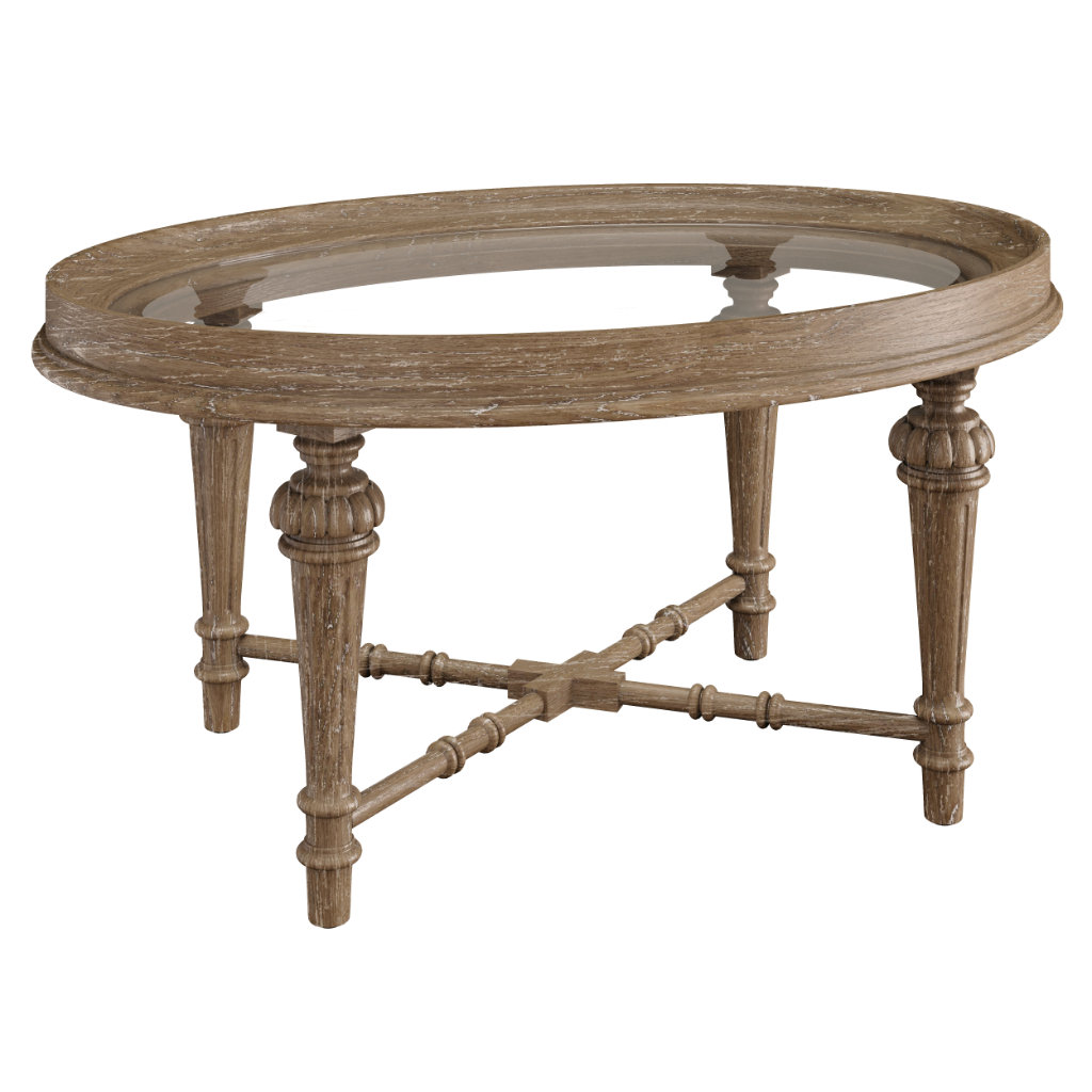 World Menagerie Oval Coffee Table With Wood-Framed Glass Top - Wayfair ...
