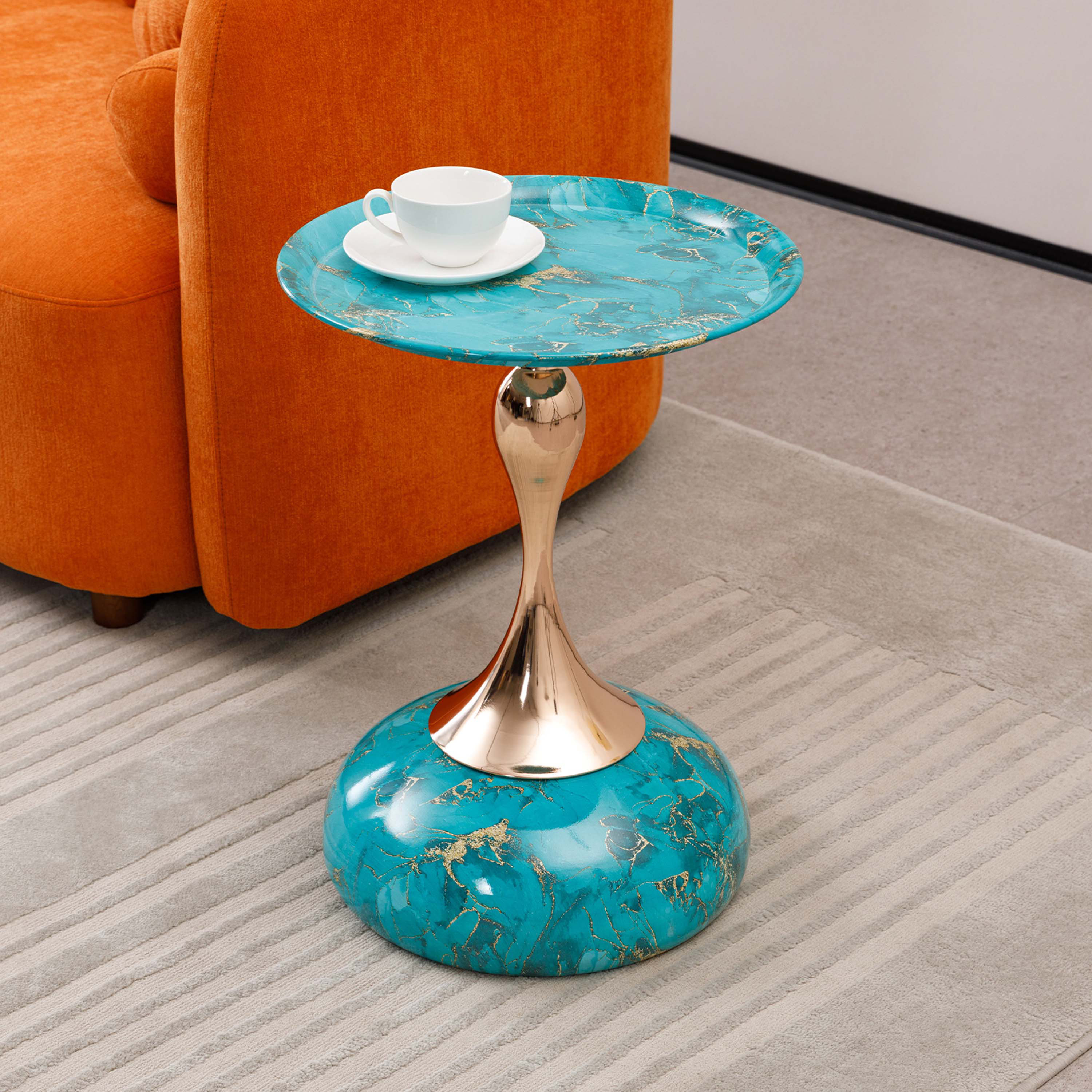 Mercer41 Mermaid Tail End Coffee Table Round Side Table, Modern Metal ...