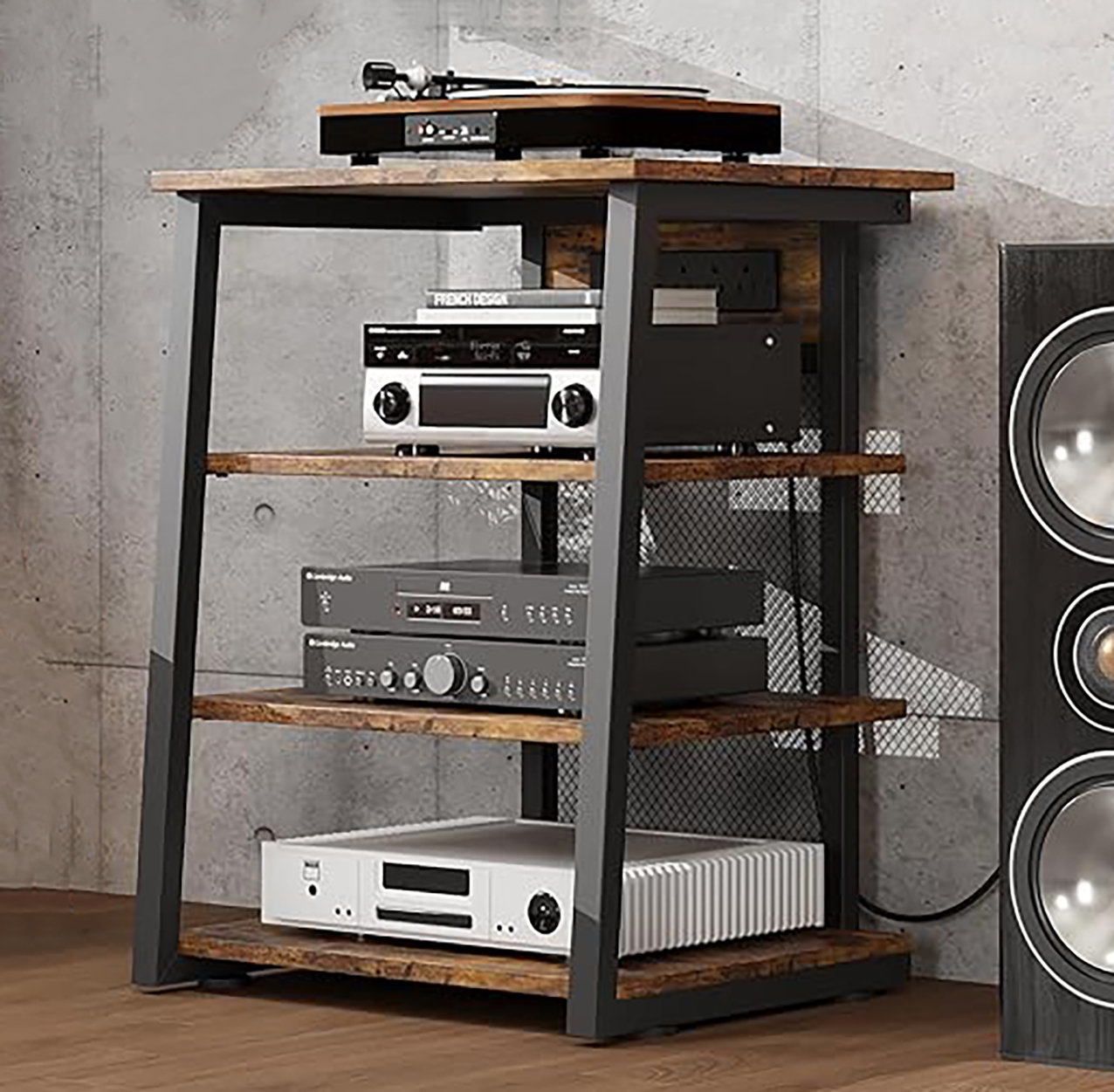 Yesurprise 4-tier Media Console Stand With Adjustable Shelves - Wayfair ...