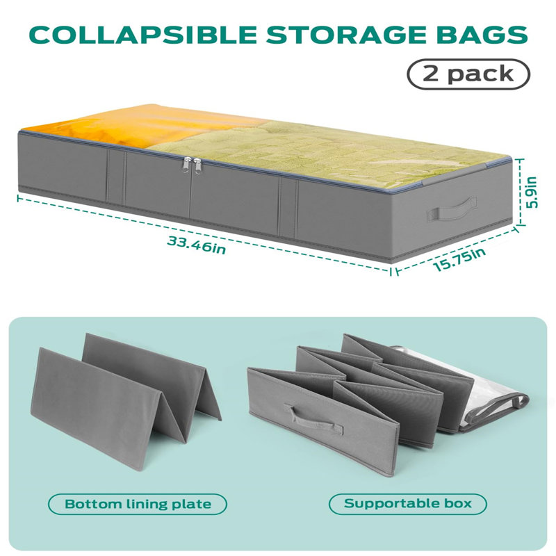 Rebrilliant Under Bed Storage 2 Pack Storage Containers | Wayfair