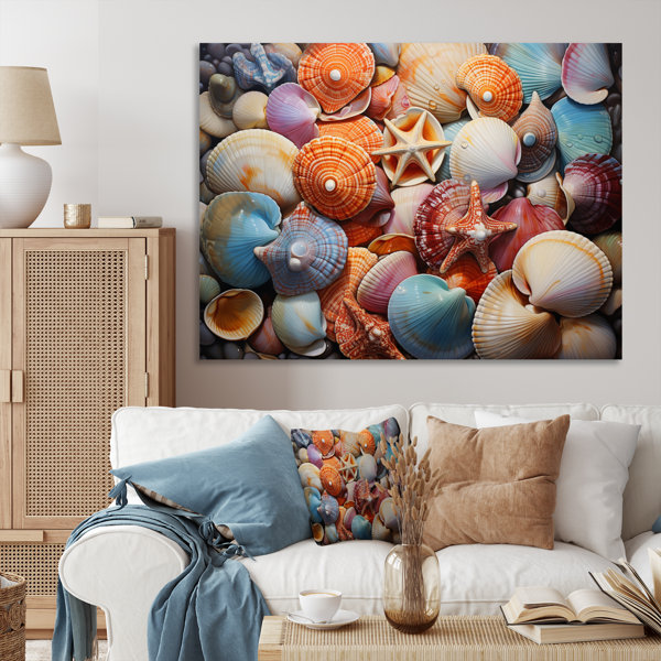 Highland Dunes " Colourful Pointillist Seashells III " on Canvas ...