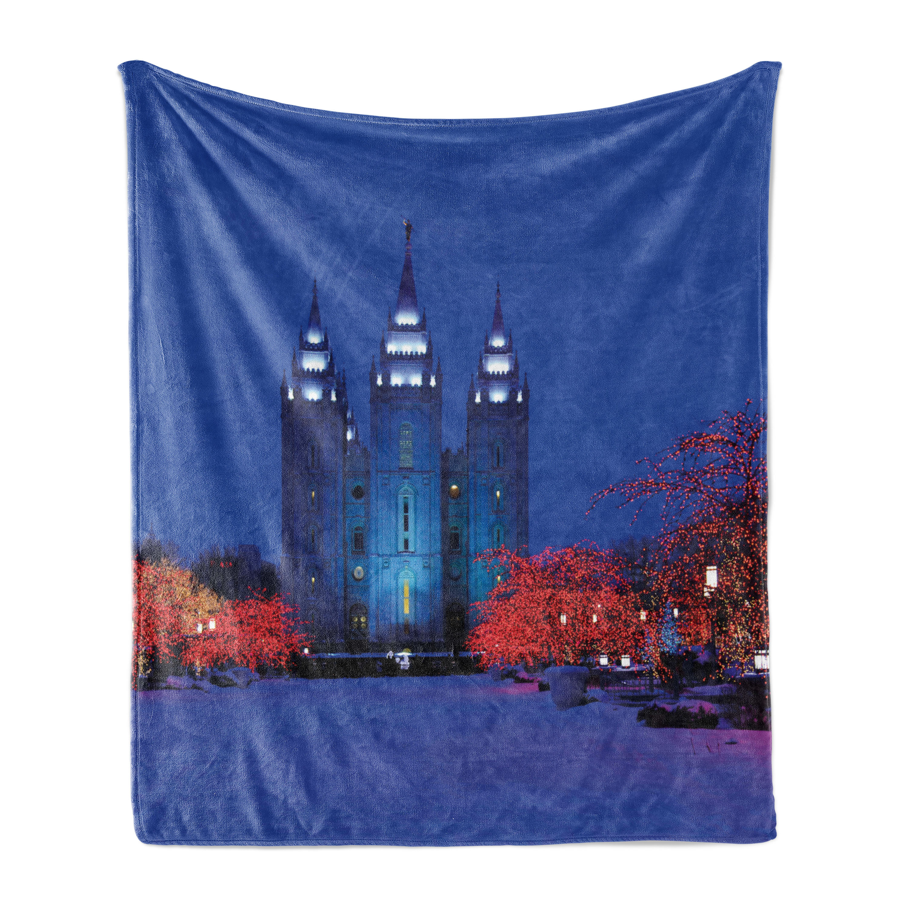 Ambesonne Scenery Fleece Throw Blanket Castle in Winter Road White and ...
