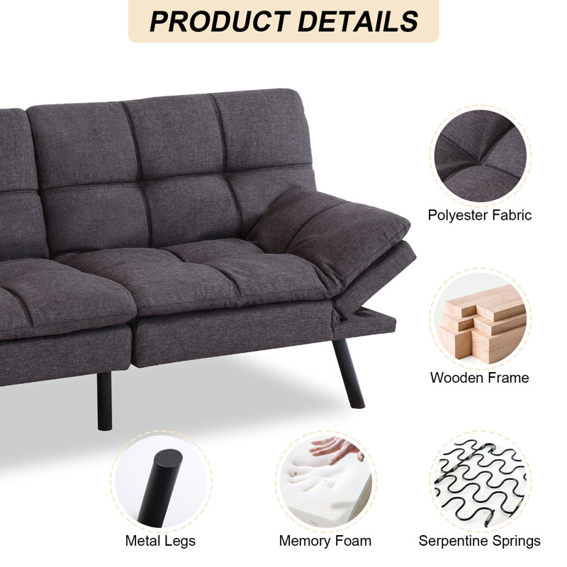 George Oliver Oppelo 71'' Upholstered Convertible Sofa, Twin Sleeper ...