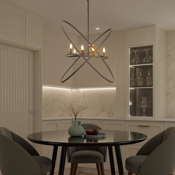 Gracie Oaks 37.5" Brass Atom Pendant Light Set of 4, Dimmable & Sloped ...