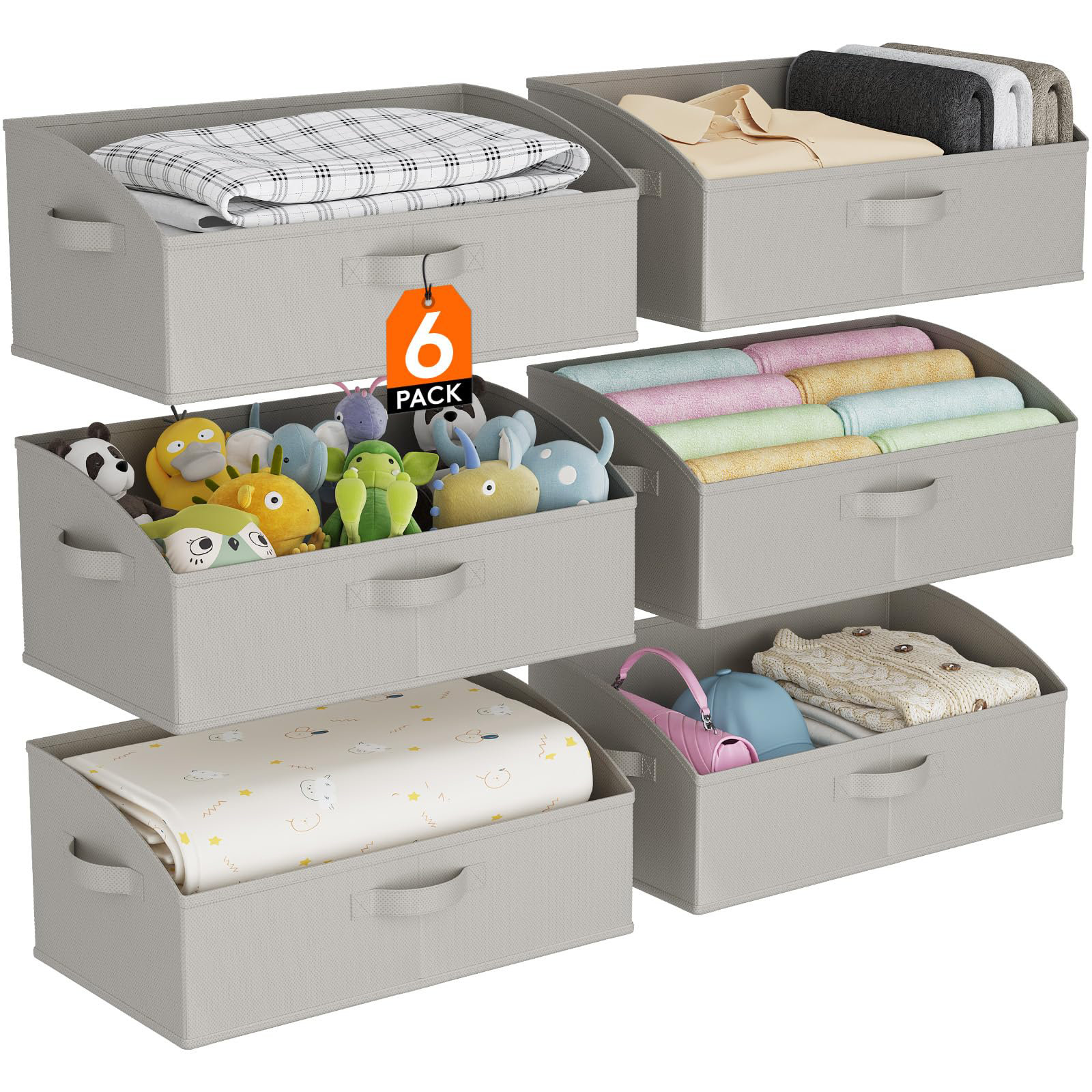 Latitude Run® Storage Baskets For Shelves, 6 Packs Non-Woven Fabric ...