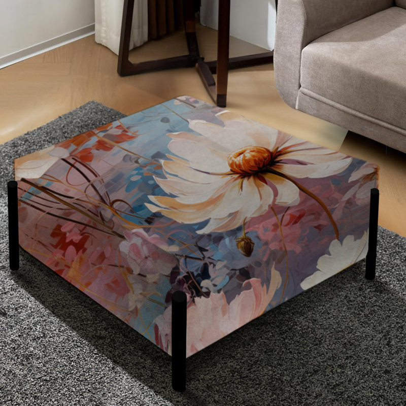 Design Art Pink Monets Garden Botanical Pattern - Floral Large Square ...