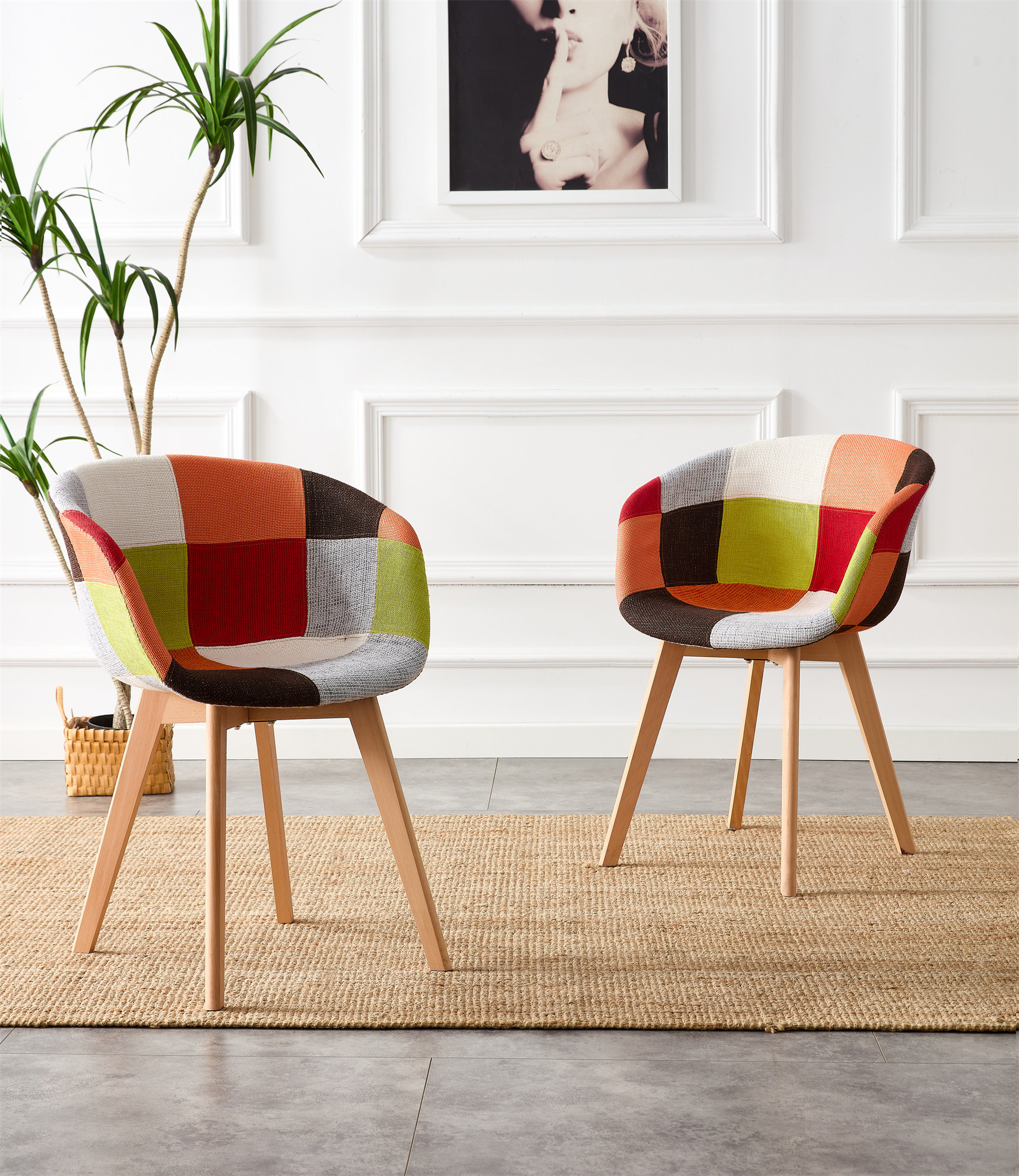 Corrigan Studio® Modern Patchwork Dining Chairs Set Of 2: Stylish High ...