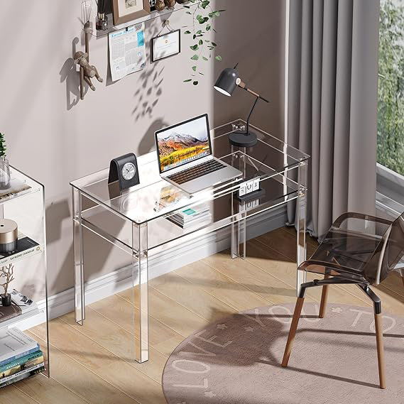 Ivy Bronx Desk With Open Storage, Home Office Computer Writing Desk ...