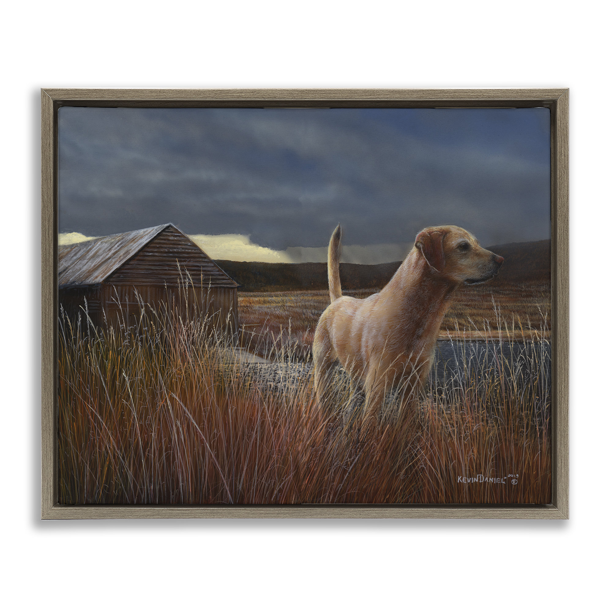 Winston Porter Alert Dog By Cabin Framed Floater Canvas Wall Art By ...