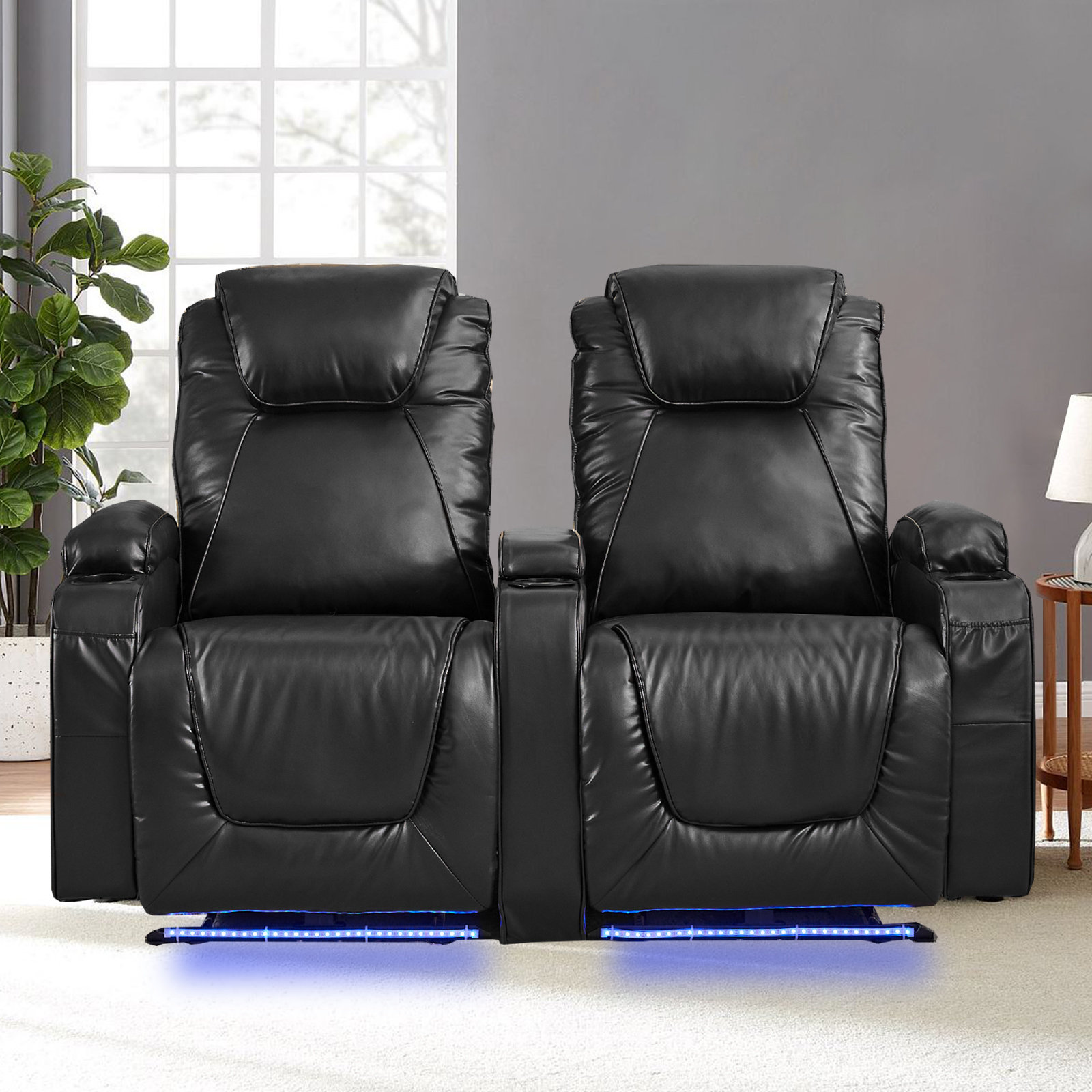 Wrought Studio™ Home Theater Loveseat Recliner Power Recliner Chair ...