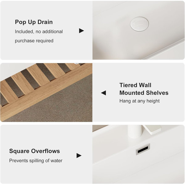 Ebern Designs 36”Bathroom Vanity with Vessel Sink,Wall-Mounted Floating ...