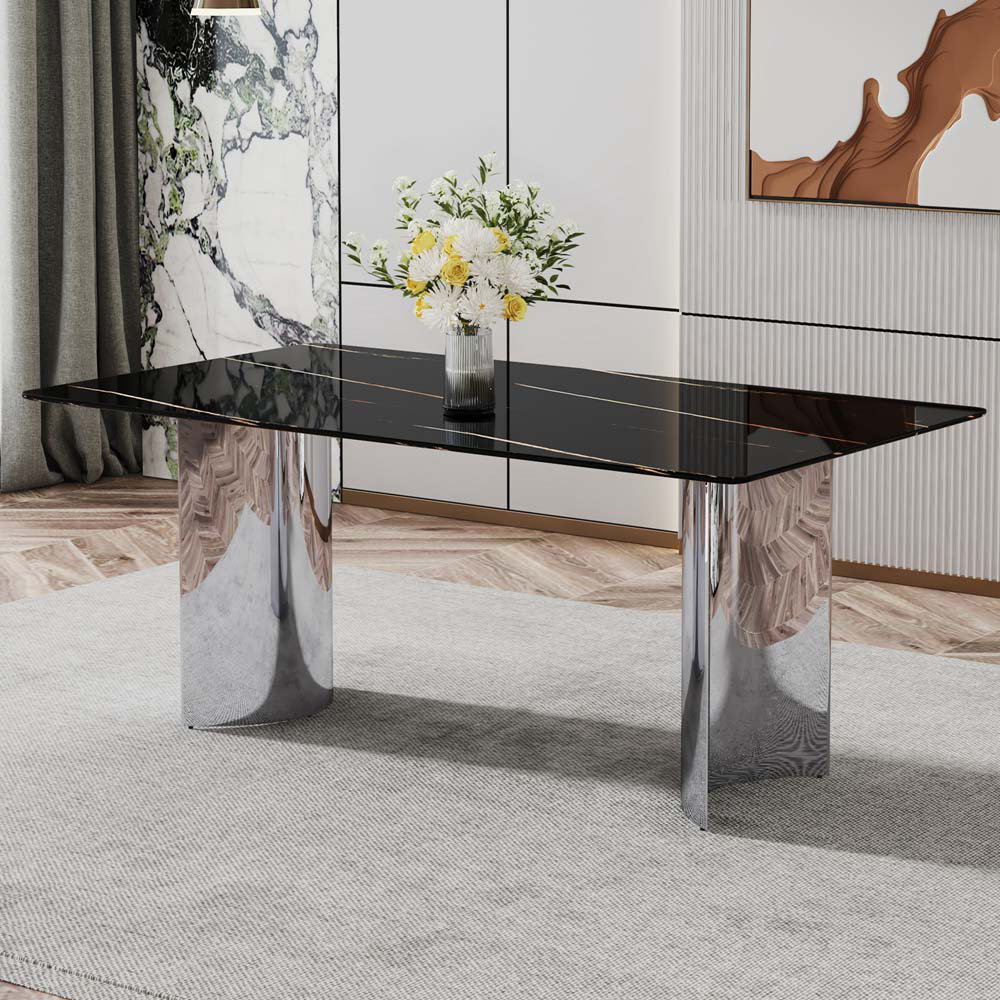 Latitude Run® Dorrit Modern minimalist dining table with patterned ...