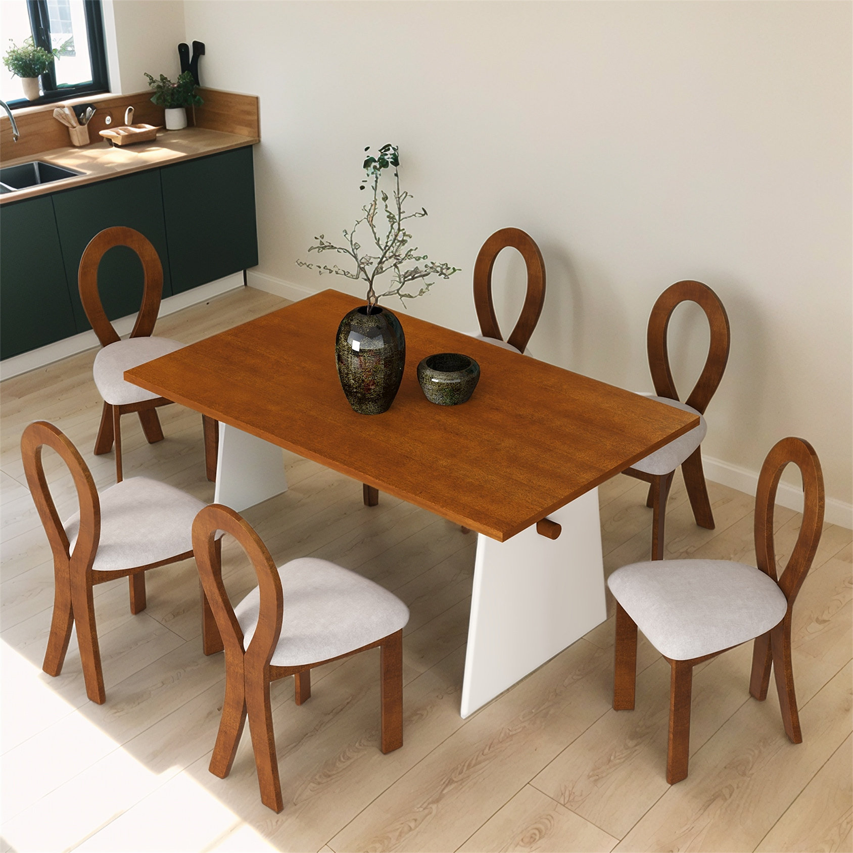 Latitude Run® Trestle Dining Table With 6 Upholstered Chairs - Wayfair ...