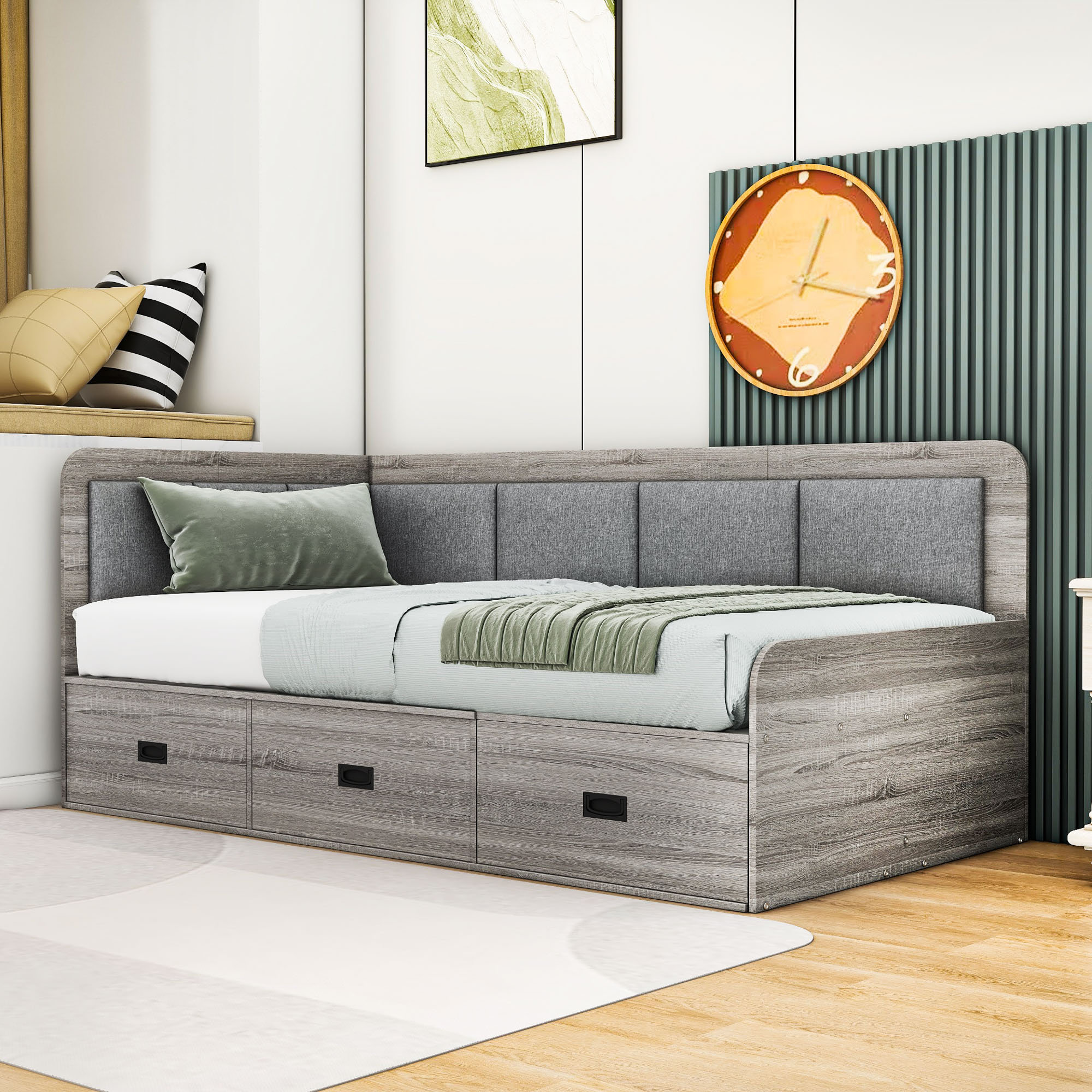 Lark Manor Delanta L-Shaped Daybed with Drawers and Storage - Wayfair ...